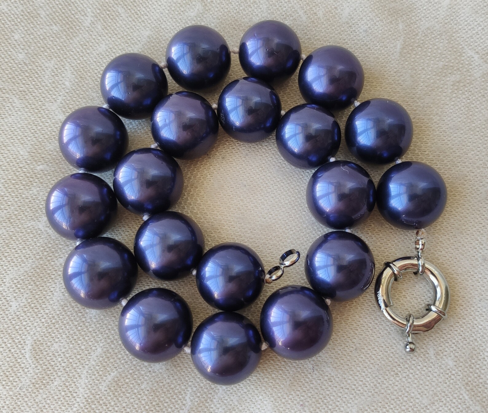 Huge 20 Mm Royal Blue Shell Pearl Necklace | Etsy
