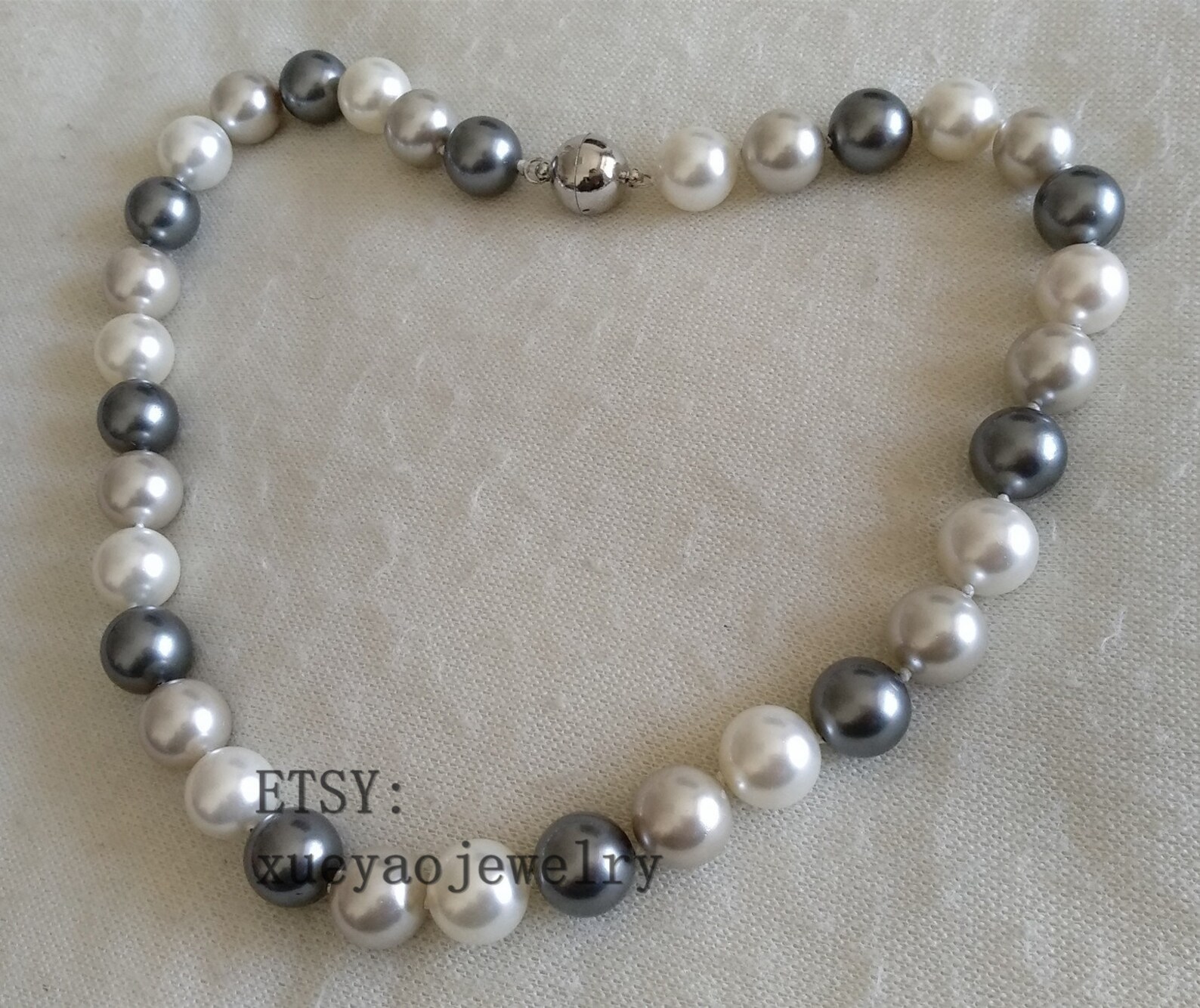 14 Mm White Light Gray & Dark Gray Multi-color Shell Pearl - Etsy