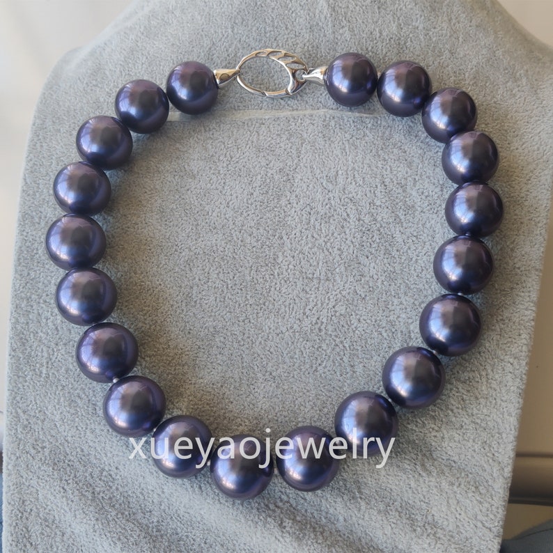 Huge 20 Mm Royal Blue Shell Pearl Necklace - Etsy
