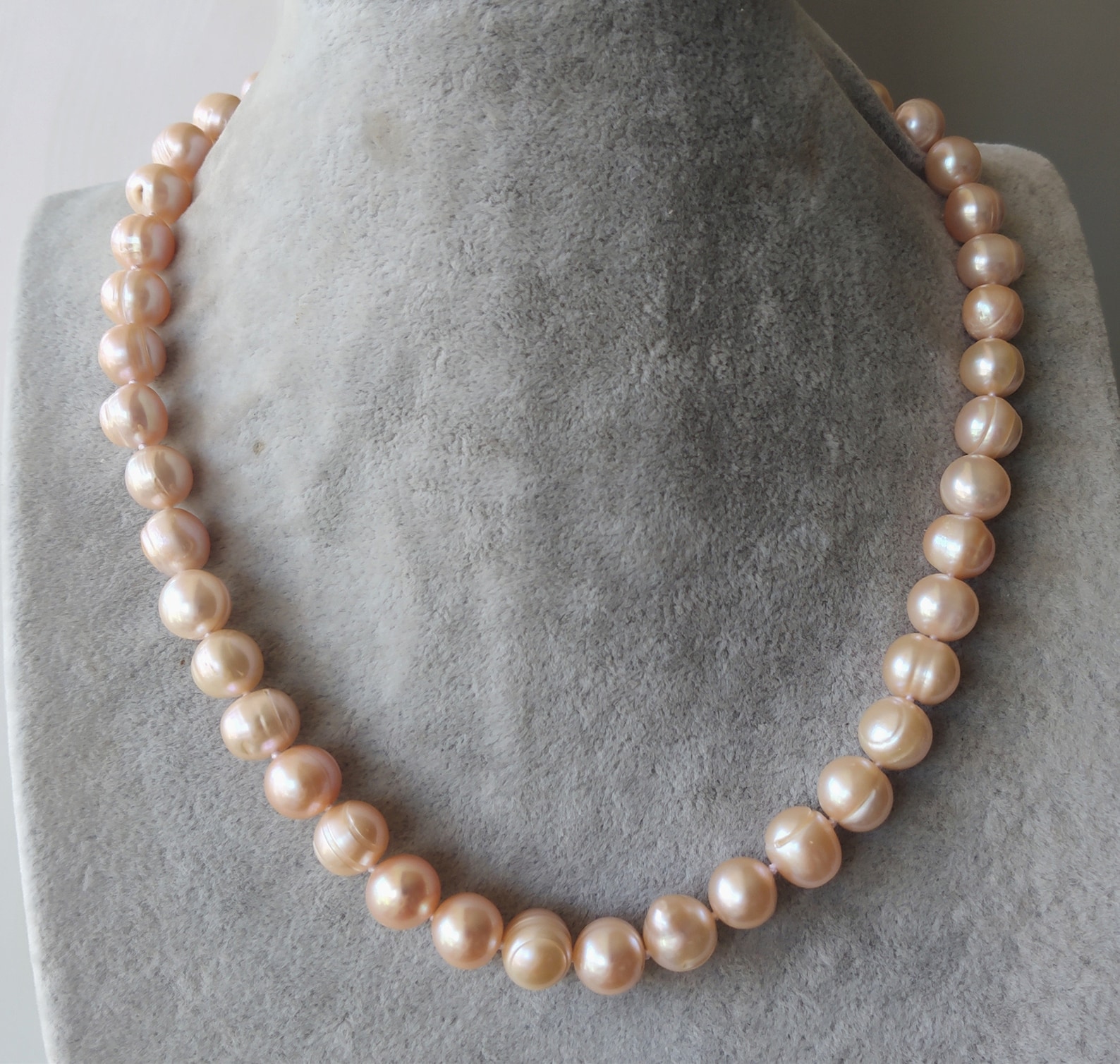 Pearl Necklace Real Pearl Necklace Cultured 10mm Pink | Etsy