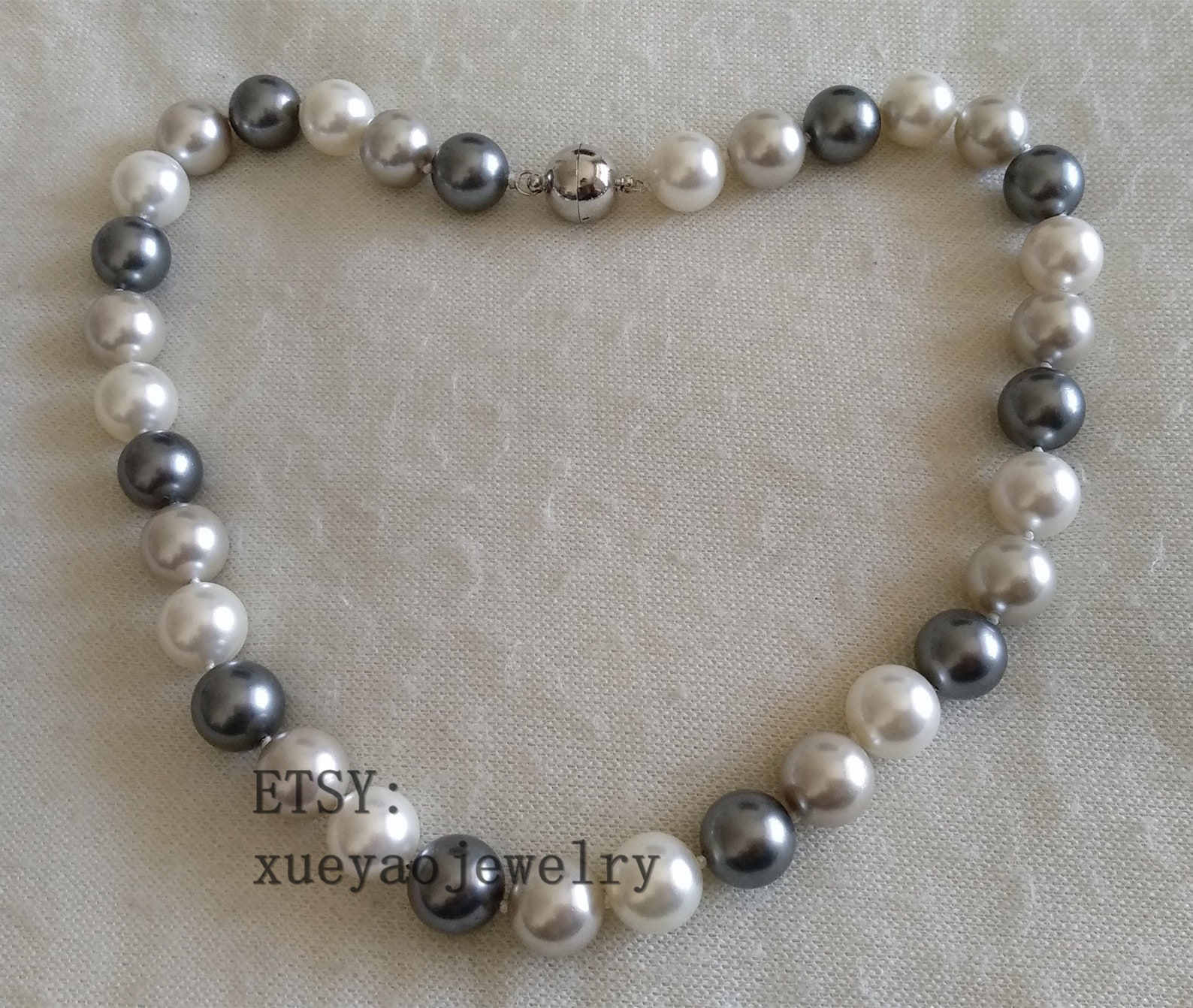 14 Mm White Light Gray & Dark Gray Multi-color Shell Pearl - Etsy