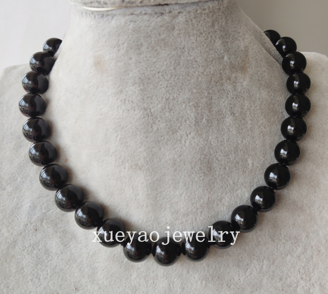 Jade Necklace Black Jade Necklace 12mm Black Jade Necklace - Etsy
