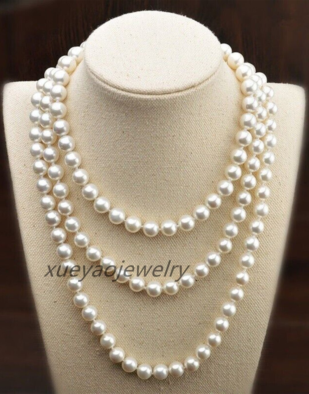 Long White Shell Pearl Necklace: 10mm Round Beads, 50-100 Inches - Etsy