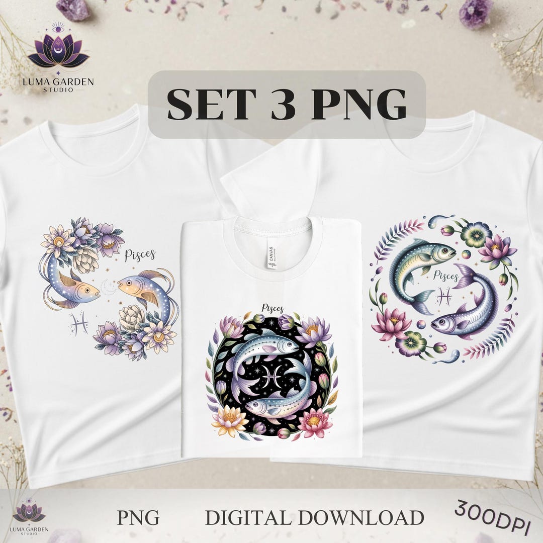 Pisces Zodiac PNG Set – Mystic Water Art (digital Download) - Etsy