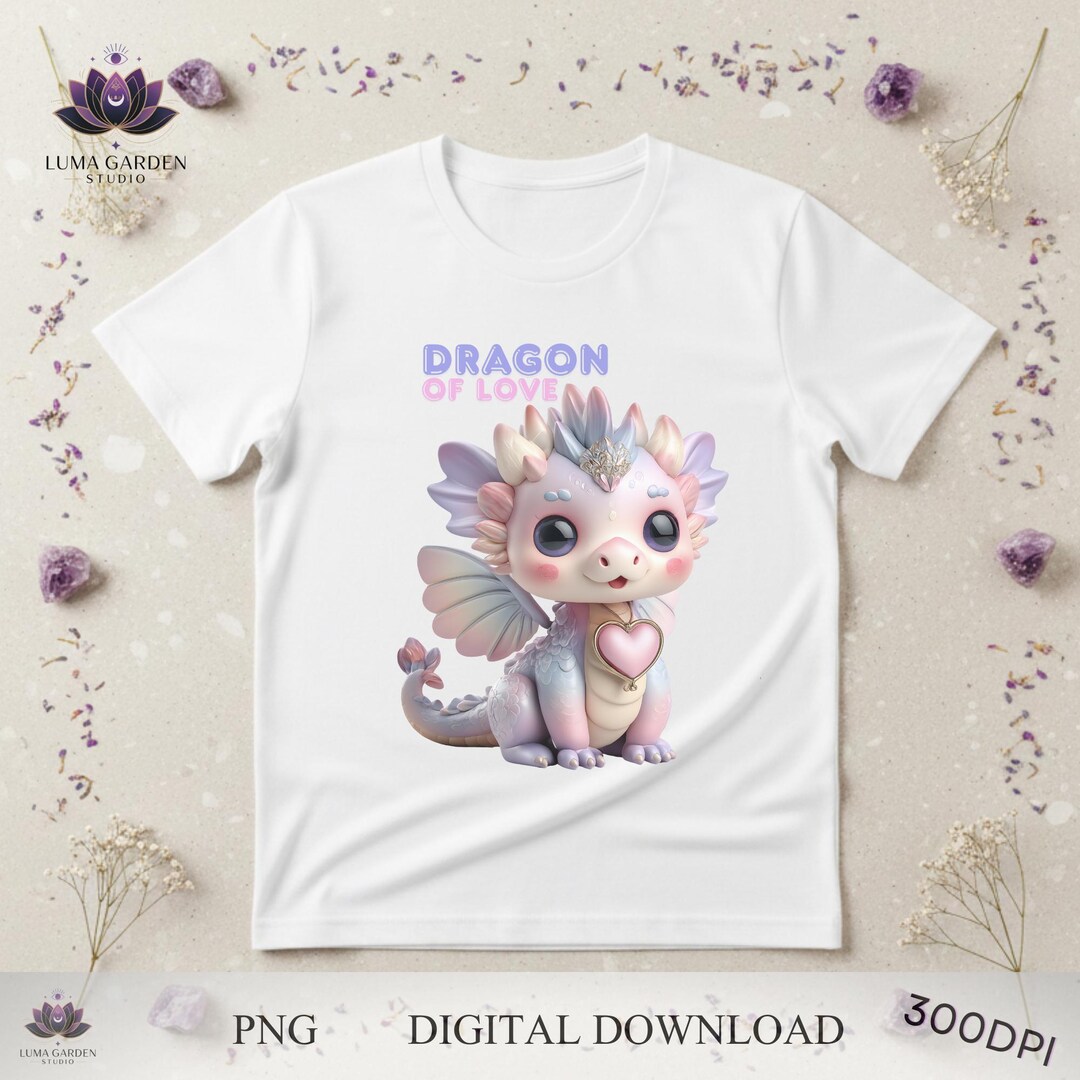 Dragon of Love PNG | Sacred Light Dragon Art | Cute Spiritual Fantasy ...