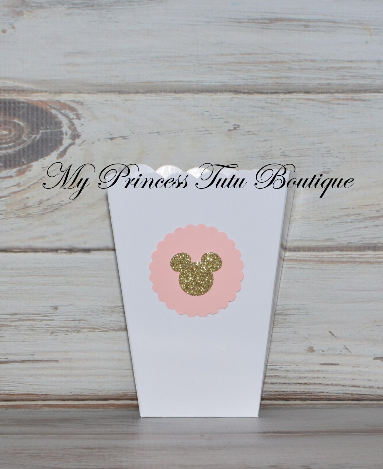 Minnie Mouse Popcorn Boxes, Pink & Gold Popcorn Boxes, Pink and Gold ...