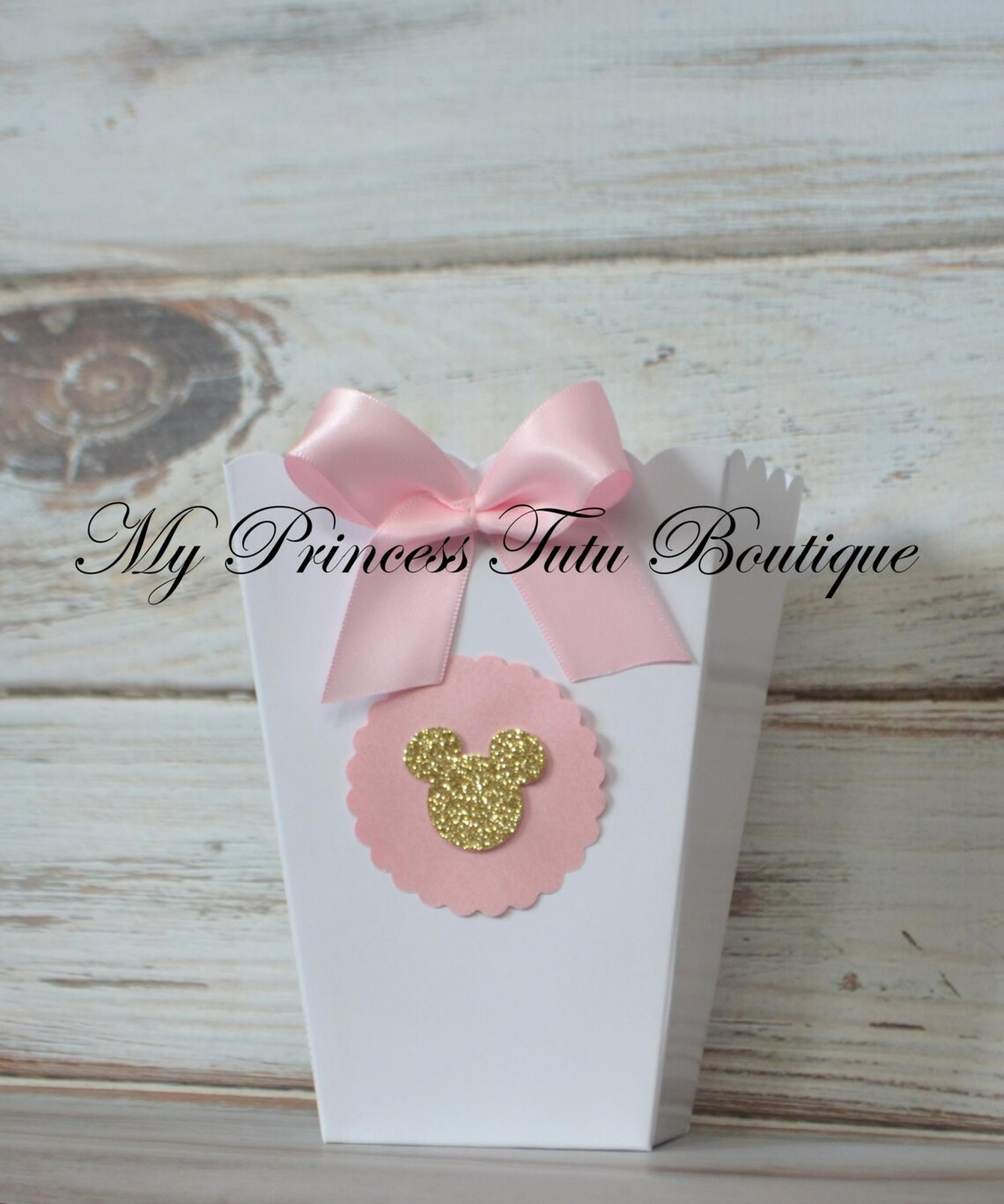 Minnie Mouse Popcorn Boxes, Pink & Gold Popcorn Boxes, Pink and Gold ...