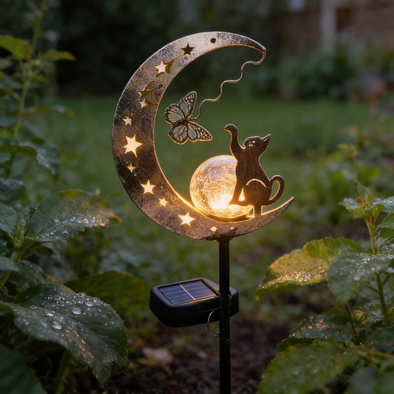 Solar Cat Outdoor Statues - Etsy