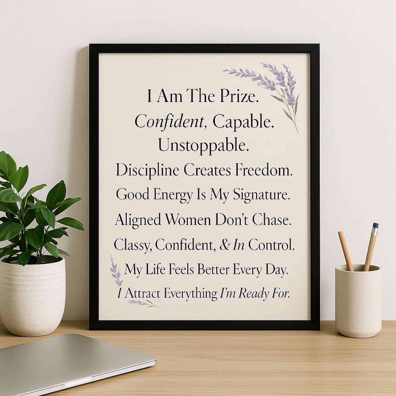 Lavender Positive Affirmations Wall Art Printable – Editorial Self-love ...