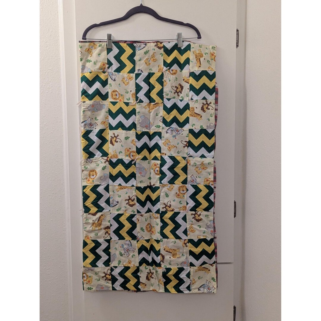 Handmade Baby Quilt With Animal & Chevron Patterns Double-sided With ...