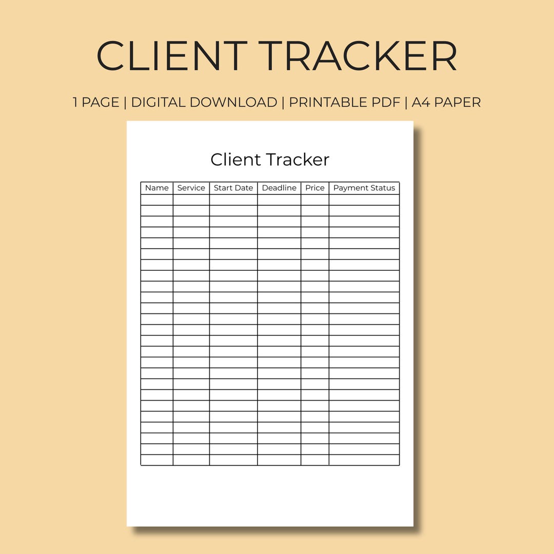 Printable Client Tracker Template for Freelancers, Freelancer Client ...