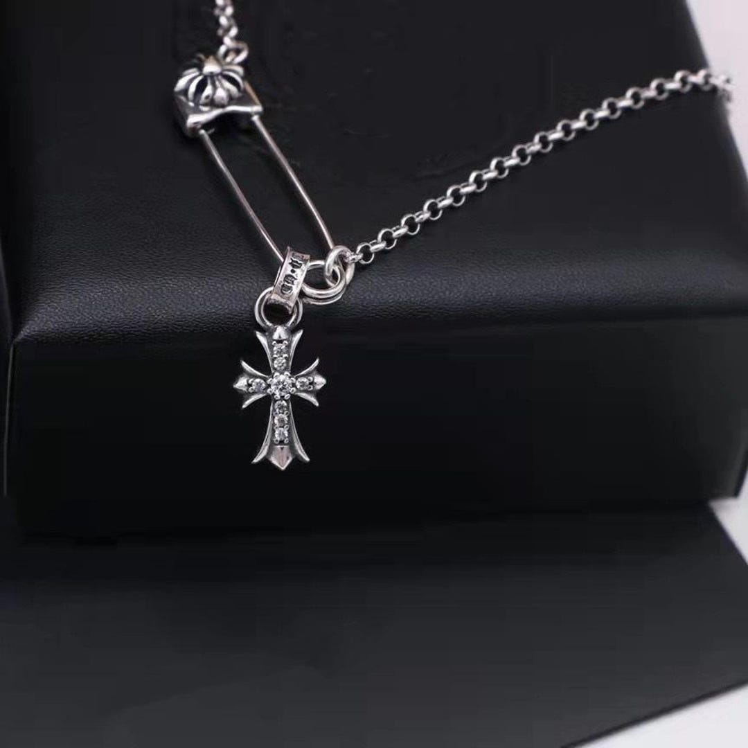 Safety Pin Cross Necklace – Gothic Punk Silver Pendant - Etsy