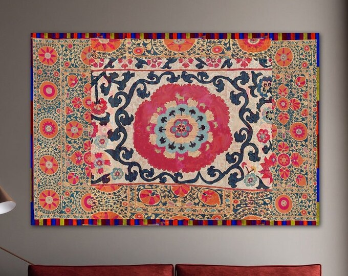 SUZANI, TEXTILE ART Print, Uzbekistan, Above Couch Art, Textile Wall ...