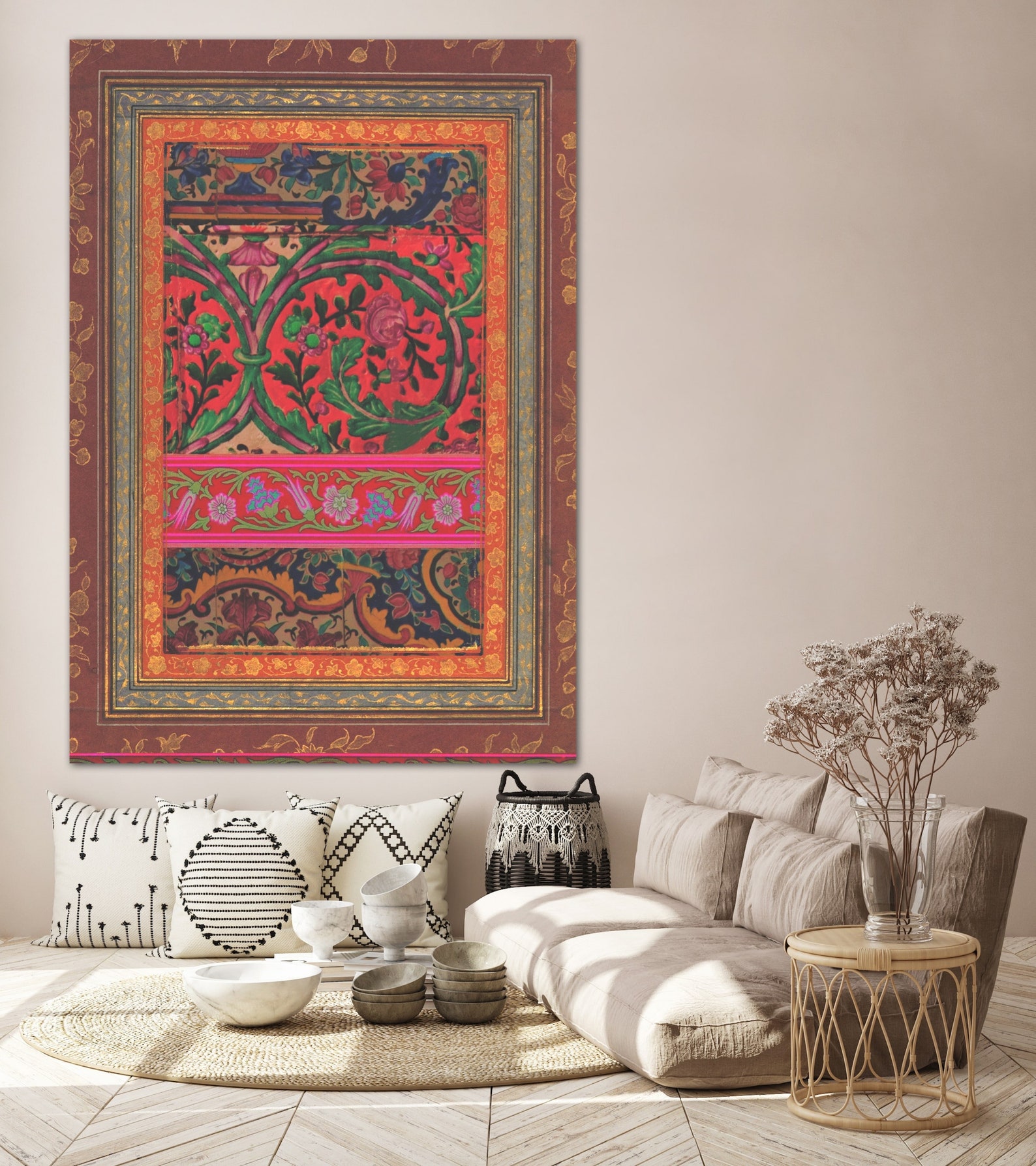 Persian Tapestry Art Floral Design Living Room | Etsy