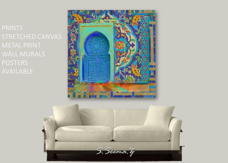Moroccan Doorway Architecture Islamic Art Blue Door Print | Etsy