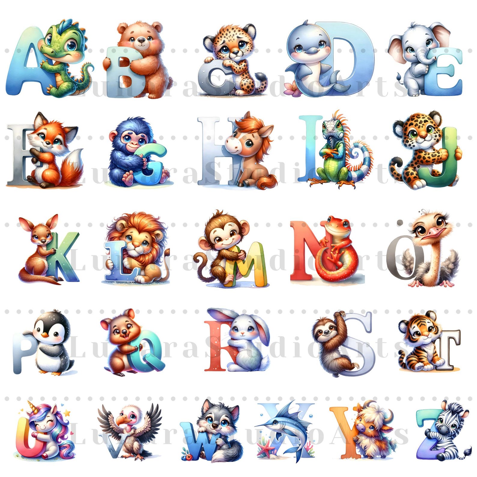Animals Alphabet PNG | A to Z Letter Set | Kids Nursery Classroom Craft ...