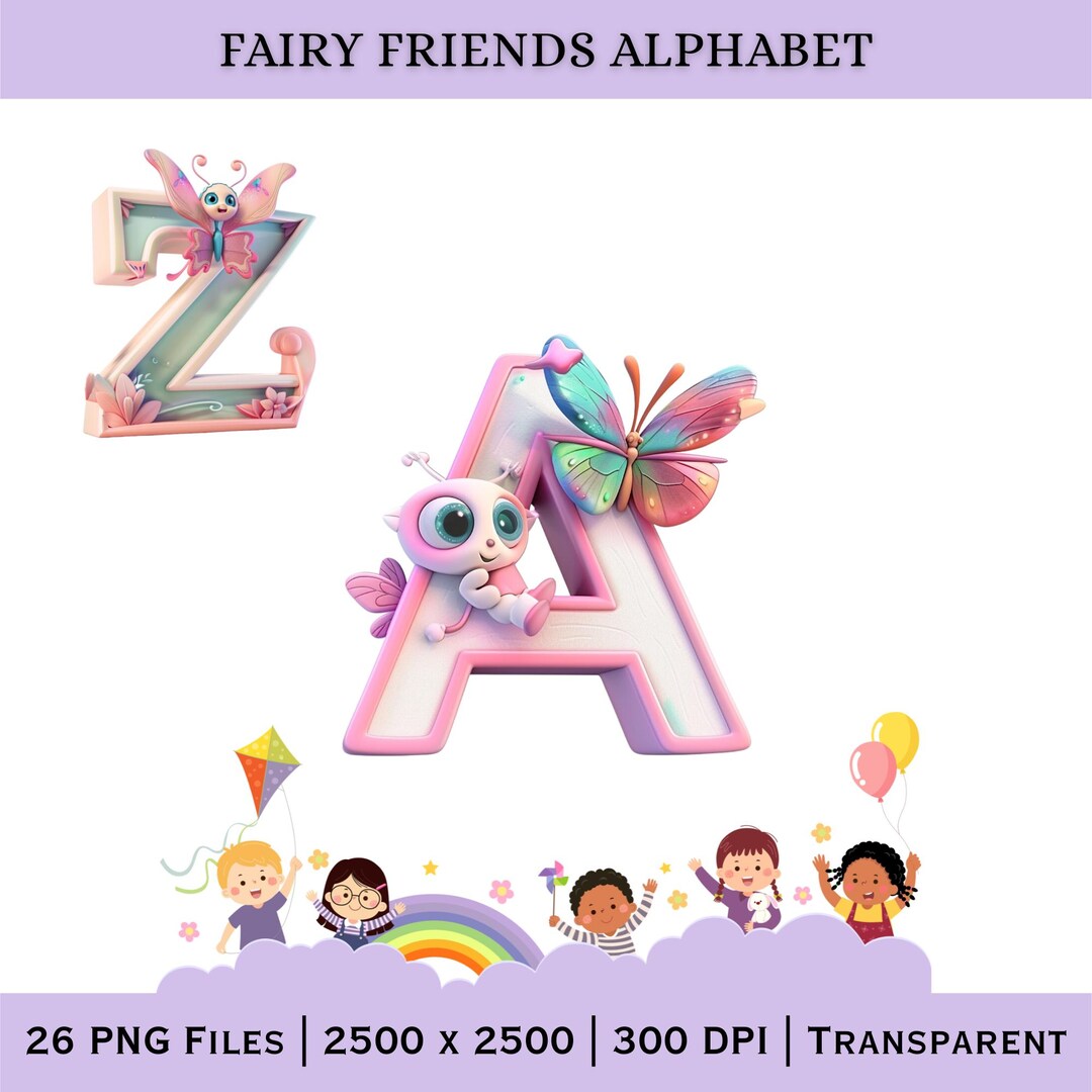 Alphabet des amis des fées PNG de A à Z | Lettres magiques fantastiques ...