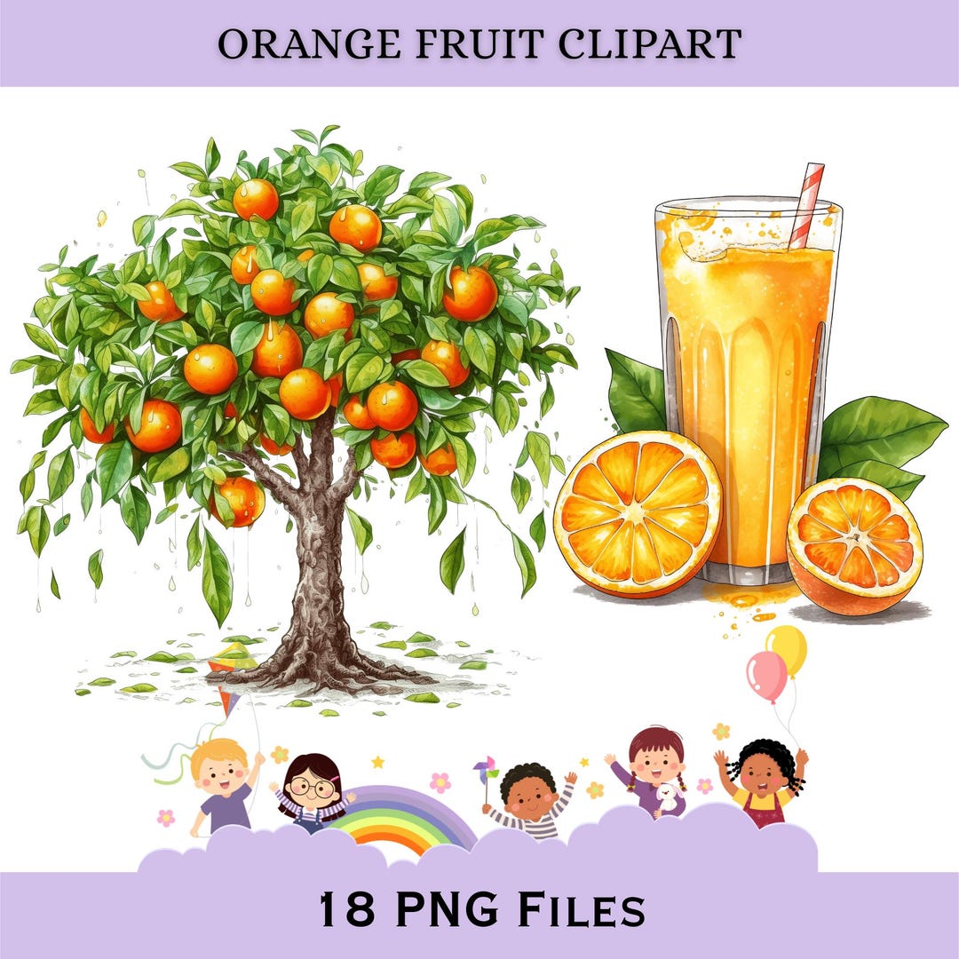 Orange Fruit PNG Clipart Bundle | Juicy Citrus Graphics Pack | Fresh ...