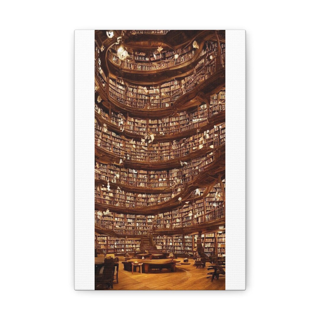 Grand Library Interior Canvas | Classic Canvas Wall Art, Vintage ...
