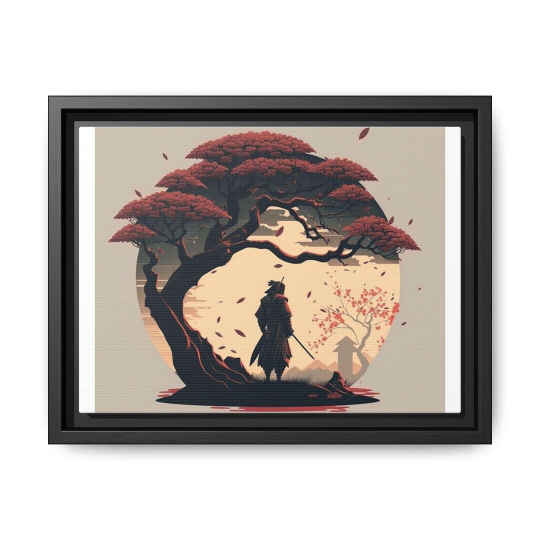 Samurai Silhouette Under Bonsai Tree Matte Canvas Framed - Etsy
