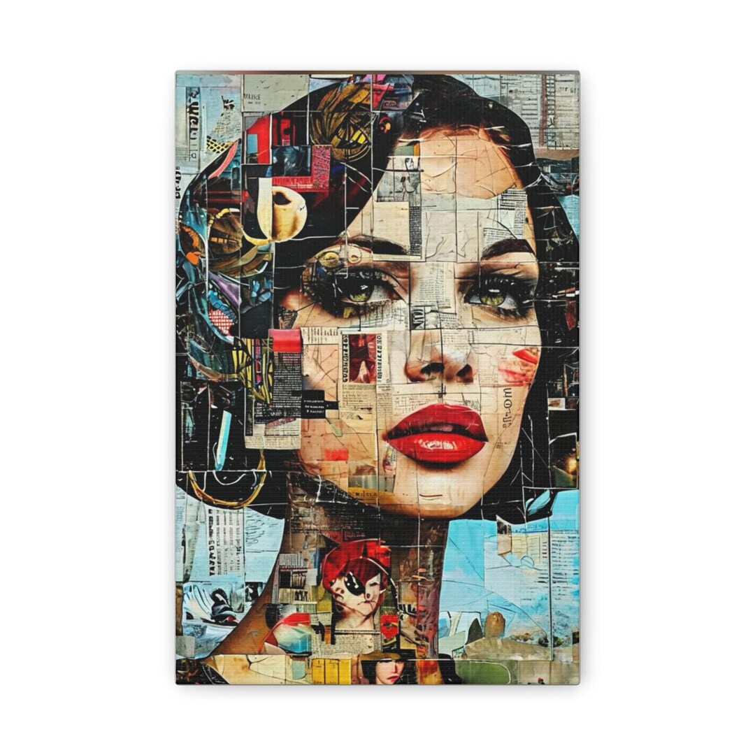 Pop Art Patchwork Portrait Classic Canvas | Modern Collage Wall Art - Etsy