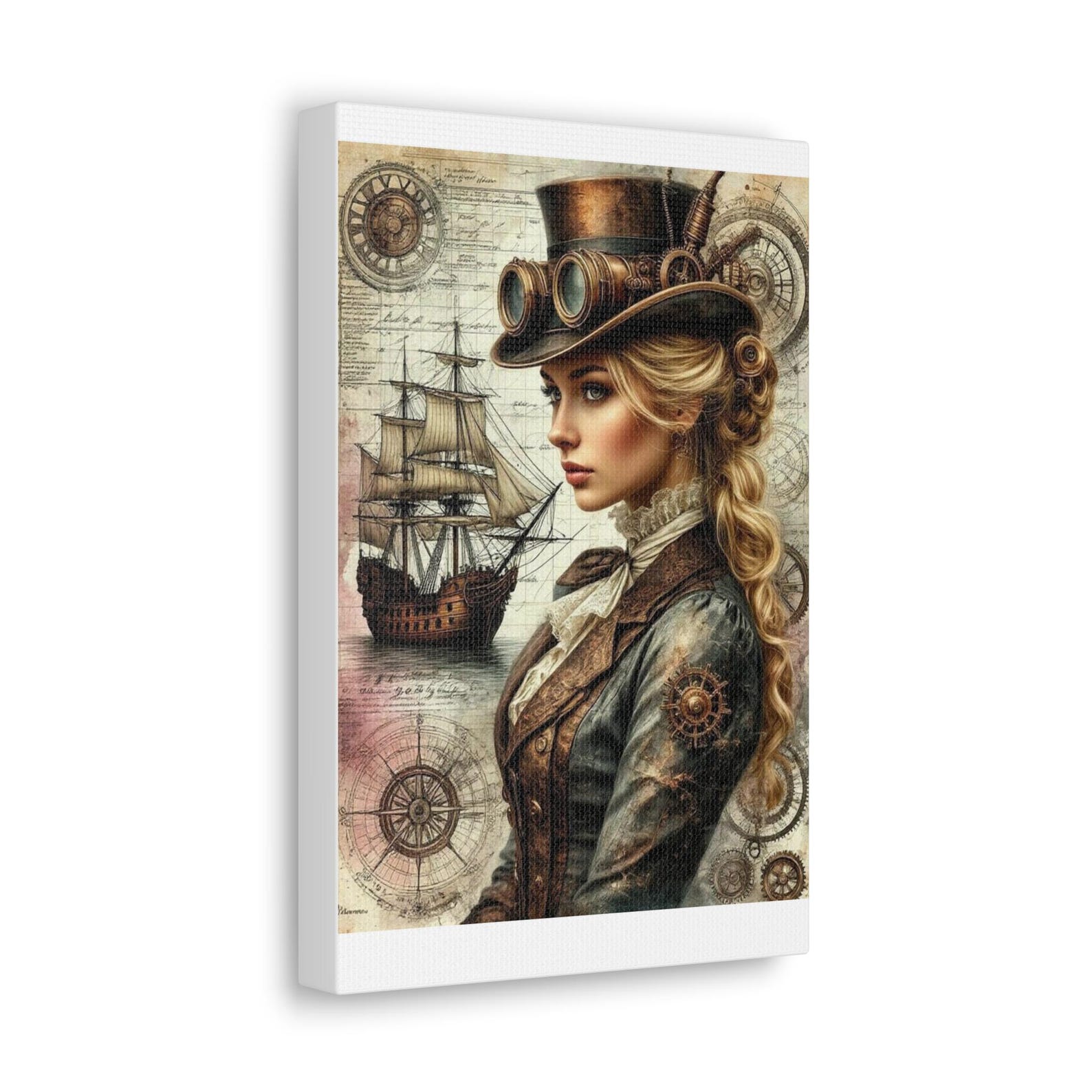 Steampunk Pirate Captain Portrait Canvas | Nautical Ship, Vintage ...