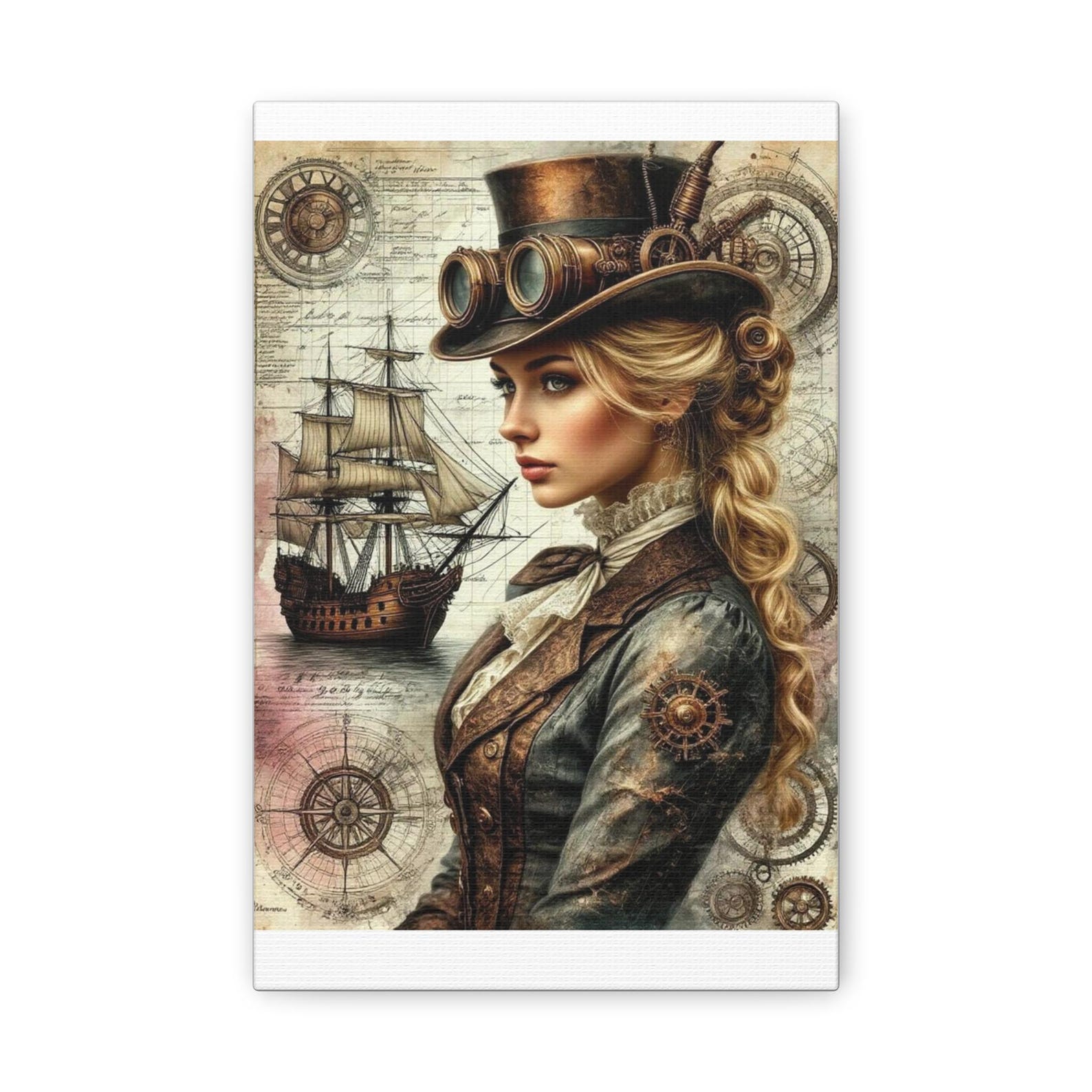 Steampunk Pirate Captain Portrait Canvas | Nautical Ship, Vintage ...