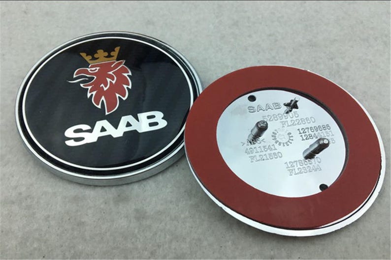 Saab 93 9-3 Saloon Gloss Black Badge Set Front Bonnet Hood & Rear Boot ...