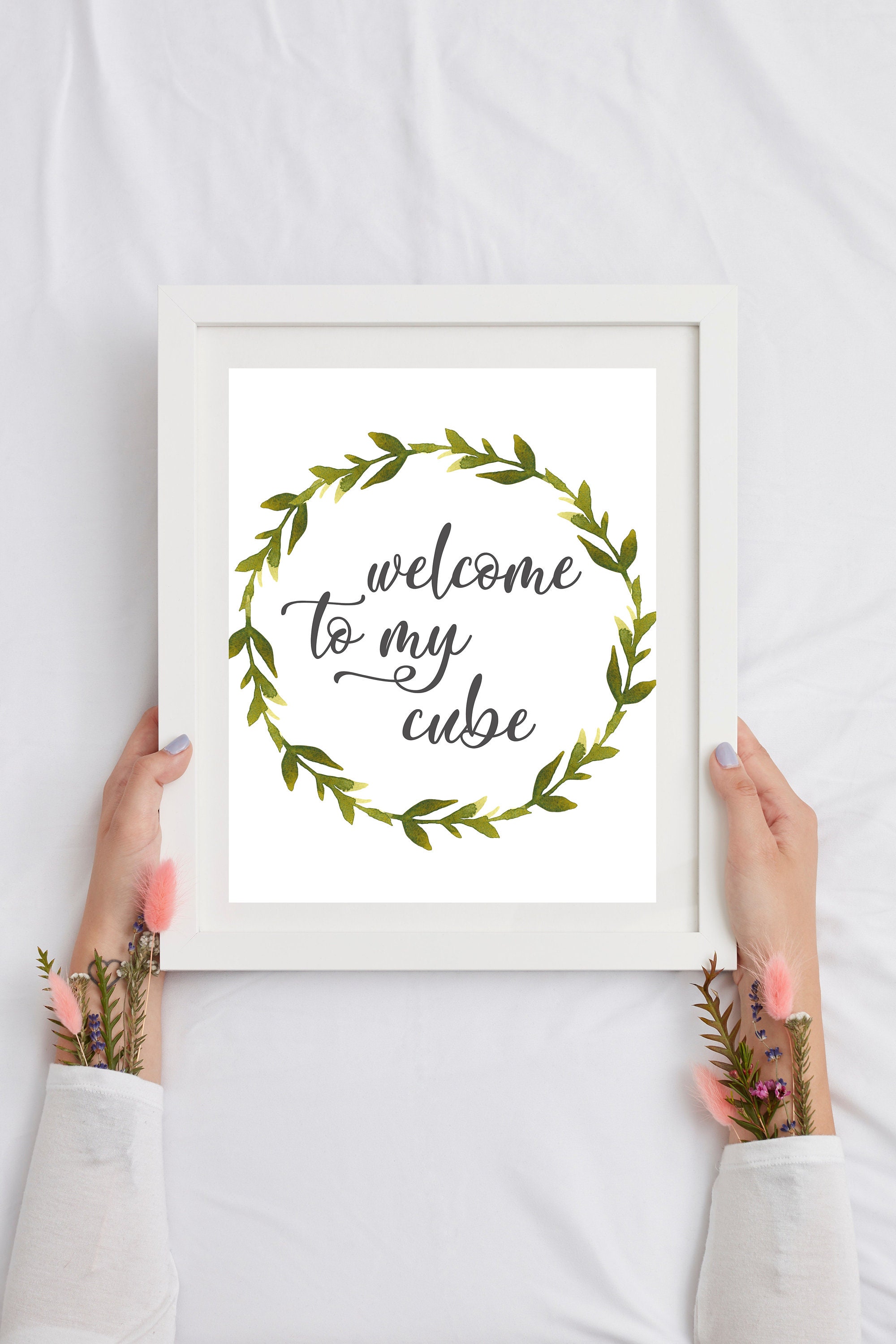 Welcome to My Cube Office Print Purple Watercolor Printable - Etsy