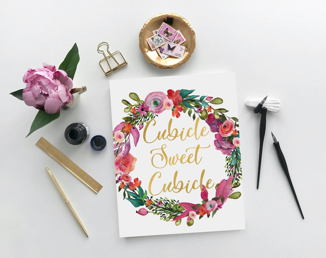 Cubicle Sweet Cubicle, Office Print, Purple Watercolor Printable ...