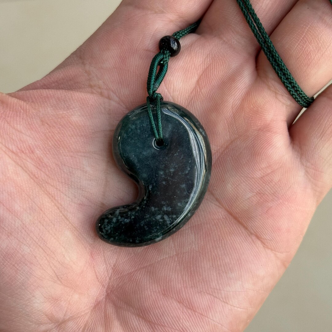 Snowflake Blue Jadeite Magatama Pendant Japan Beads Jade Necklace - Etsy