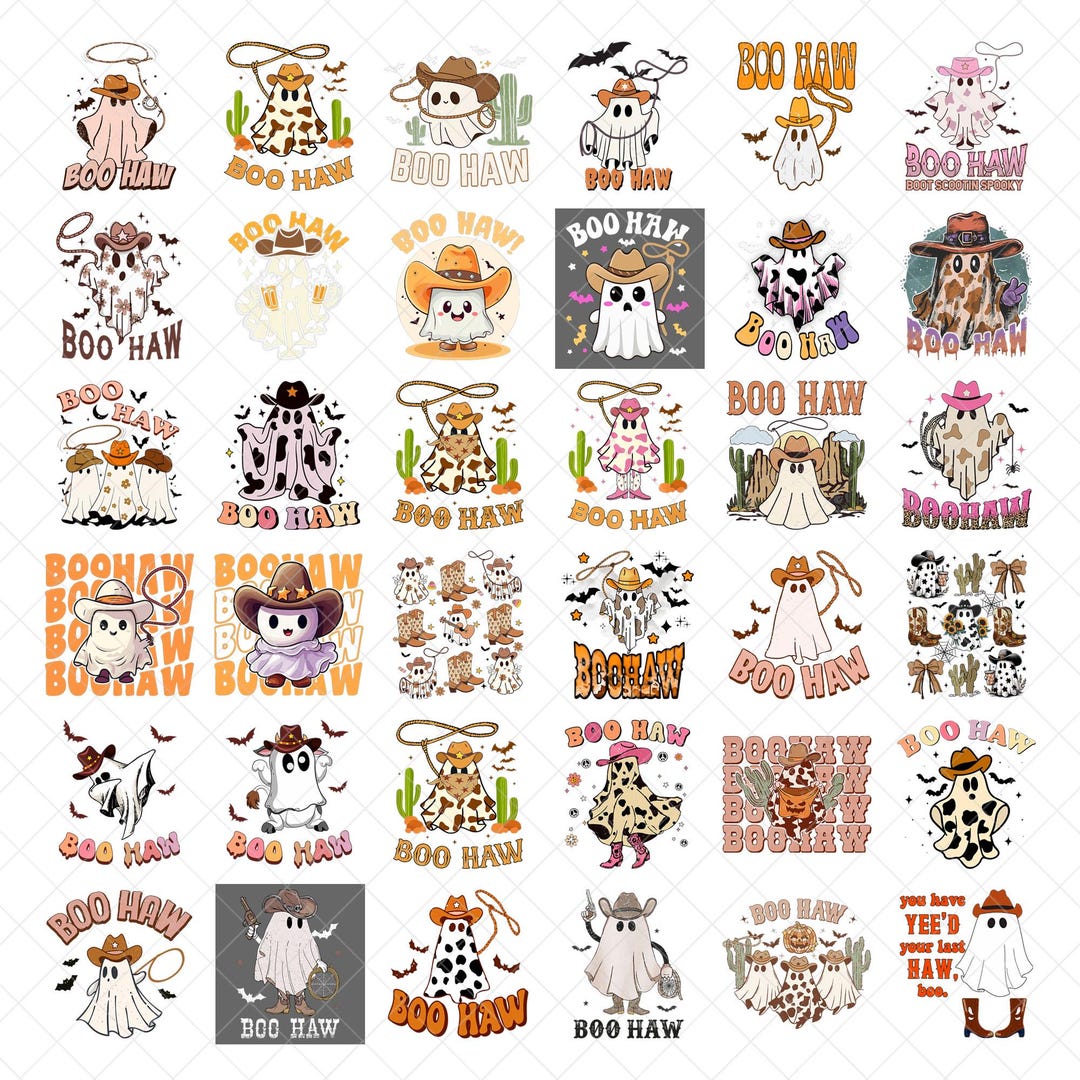 Boo Haw PNG Bundle, Western Boo Haw PNG, Cowboy Ghost PNG, Western, Boo ...