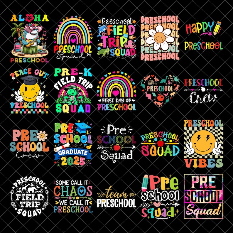 Preschool Squad PNG Bundle, Back to School Design,preschool Gift, Gift ...