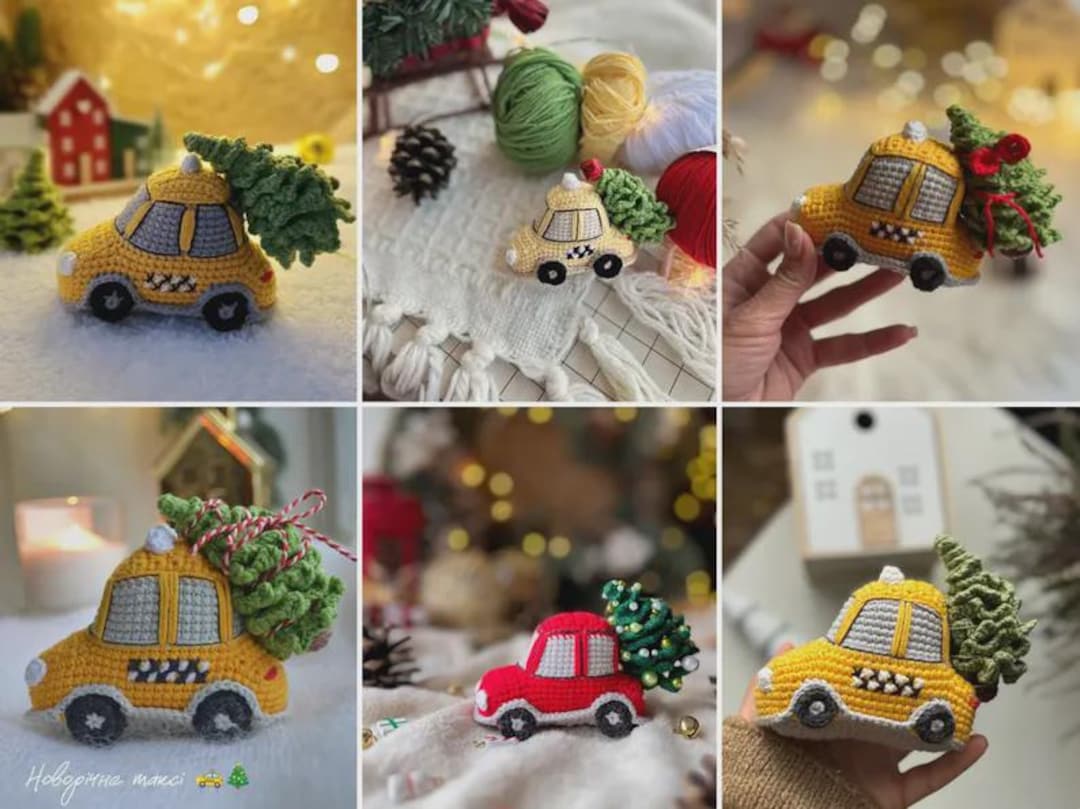 Crochet Christmas Tree Taxi Pattern PDF | Amigurumi Car Ornament ...