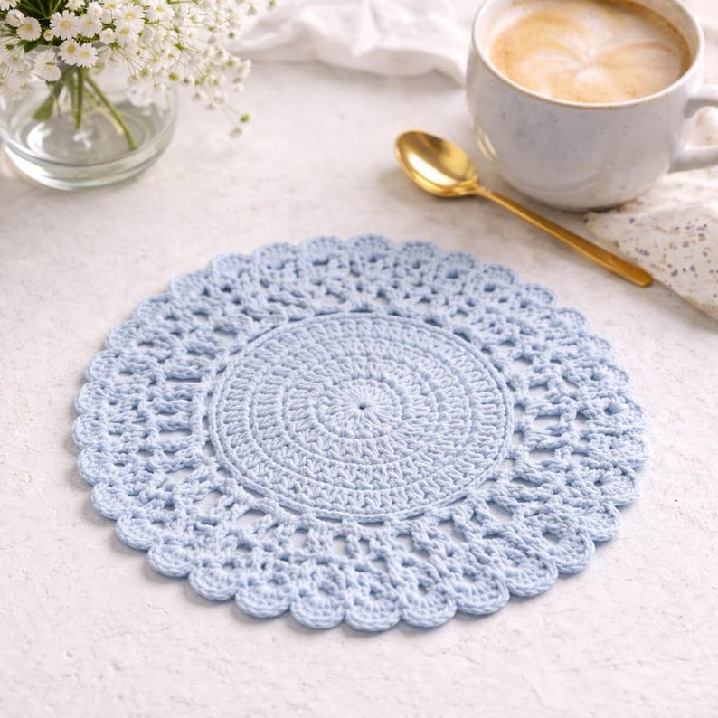 Crochet Placemat Pattern PDF Three Sizes Round Table Mat Easy Kitchen ...