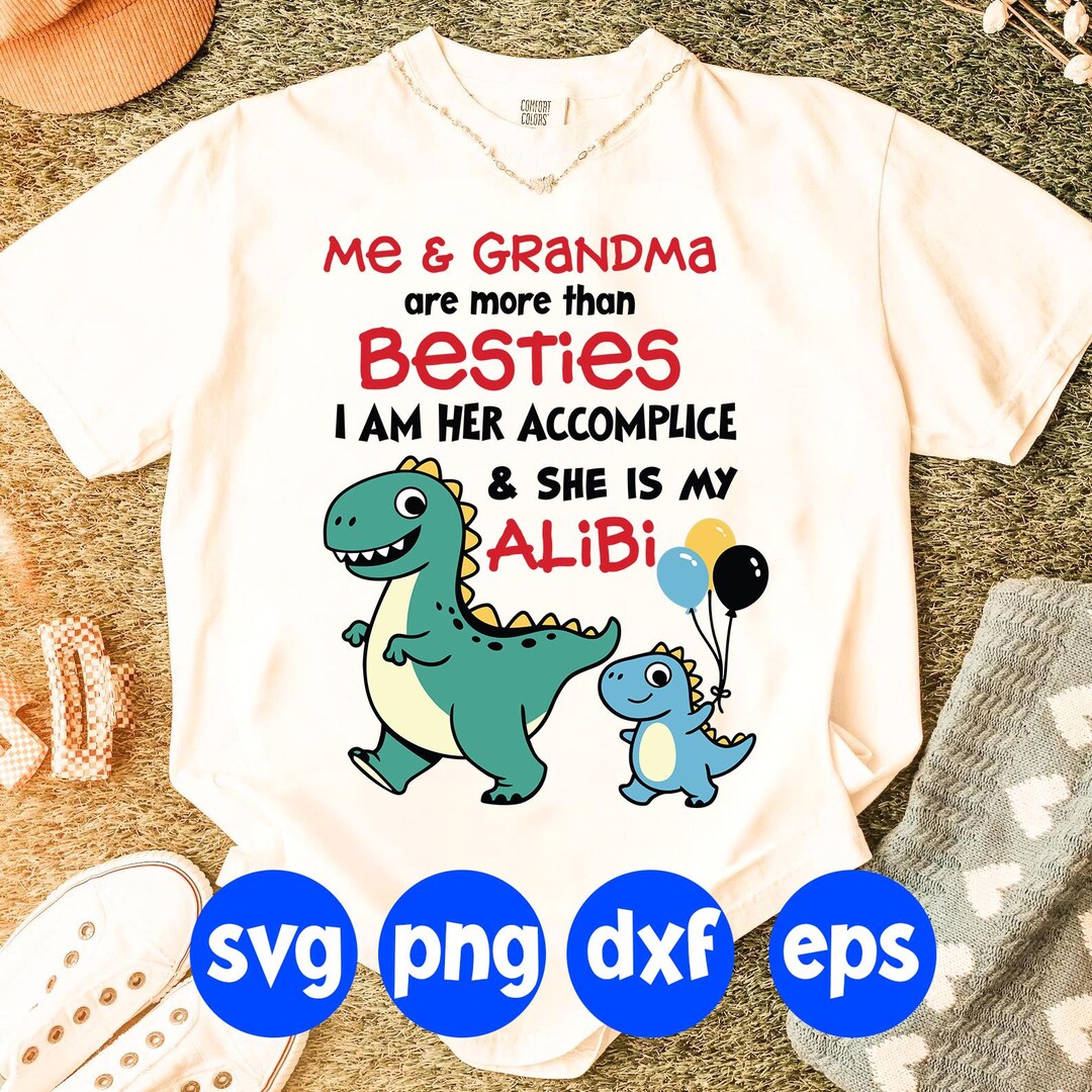 Grandma Dinosaur Besties SVG | Funny Grandchild Shirt Design (digital ...