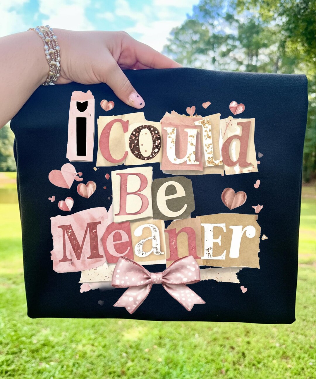I Could Be Meaner PNG | Trendy Ransom Note Digital Design | Pink ...