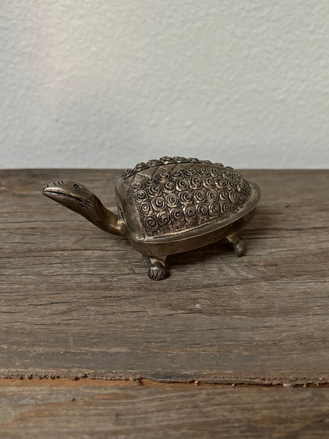Vintage Silver Metal Small Turtle Box With Hinged Lid, Boho - Etsy