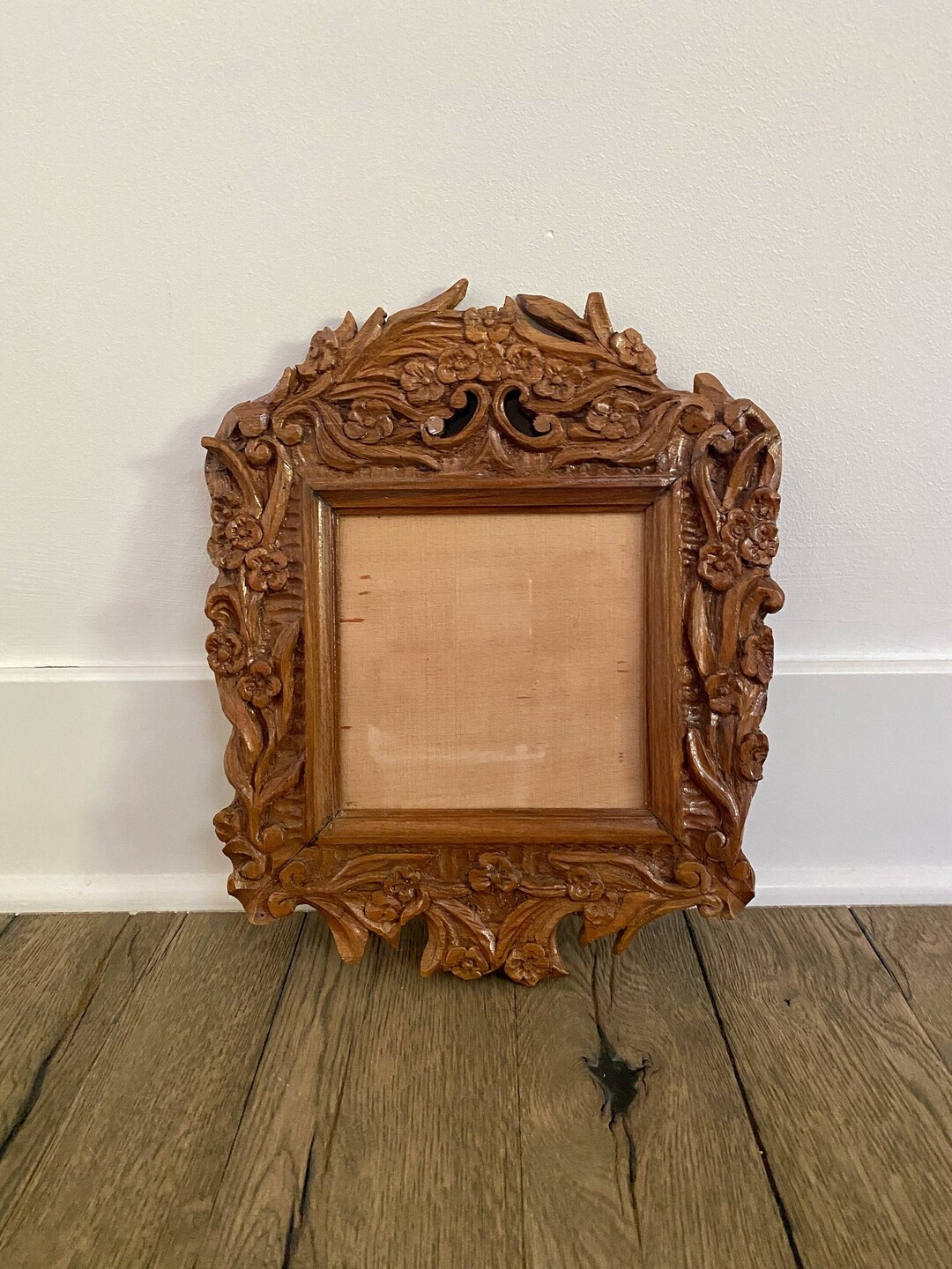 Vintage Hand Carved Wood Picture Frame Carved Flowers - Etsy