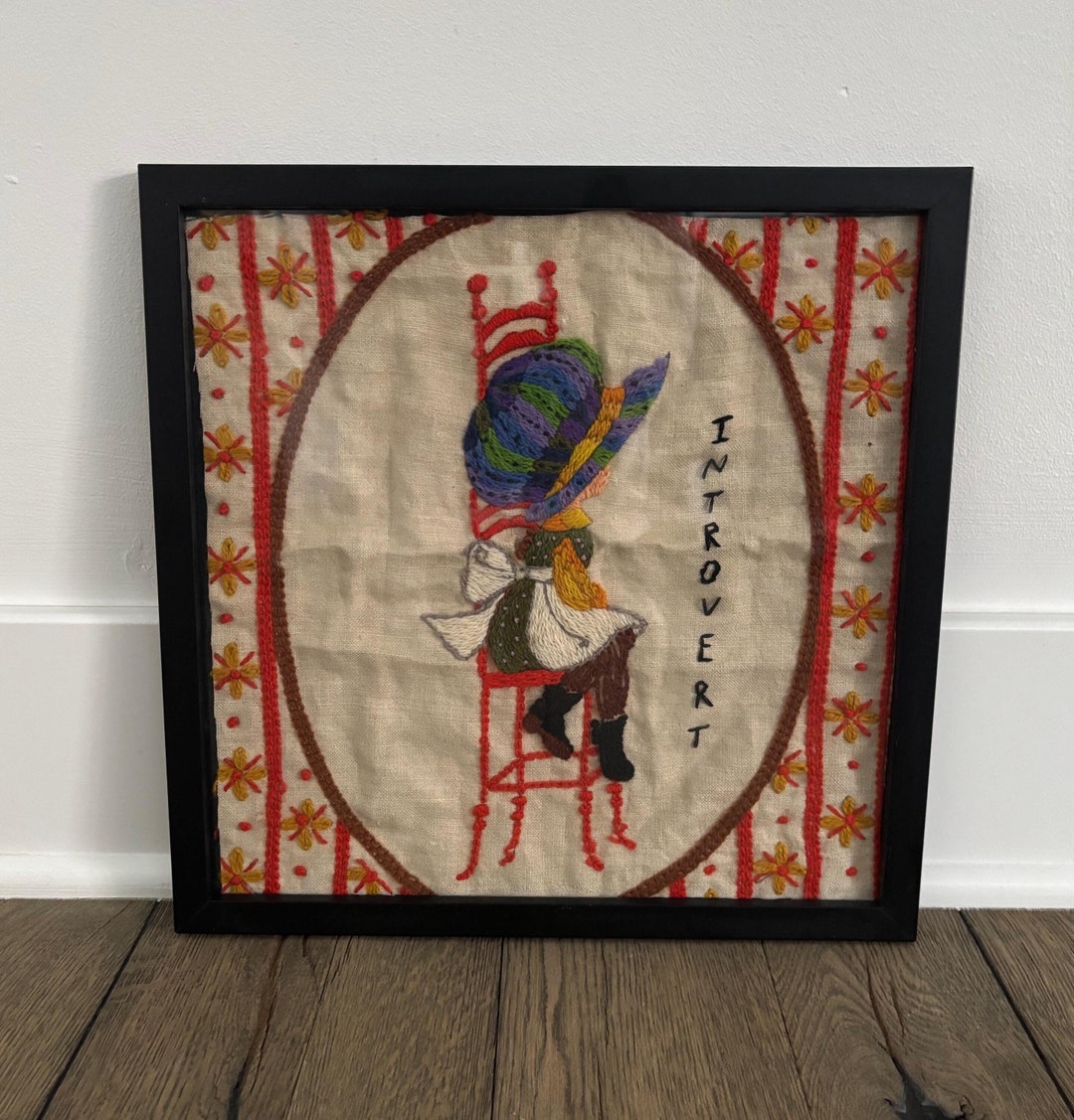 Vintage Holly Hobby Framed Embroidery introvert Square Art, Gallery ...
