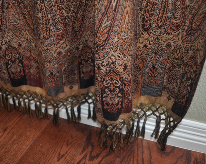 100% Wool Reversible Paisley Tapestry Pole Rod Drapes - Etsy