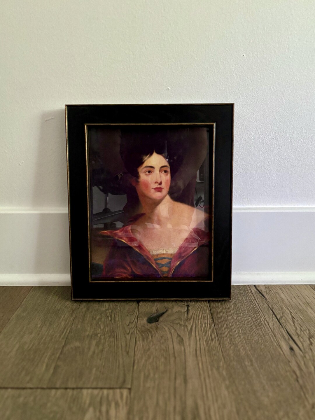 Female Portrait Print in Black and Gold Frame, Reproduction, Gallery ...