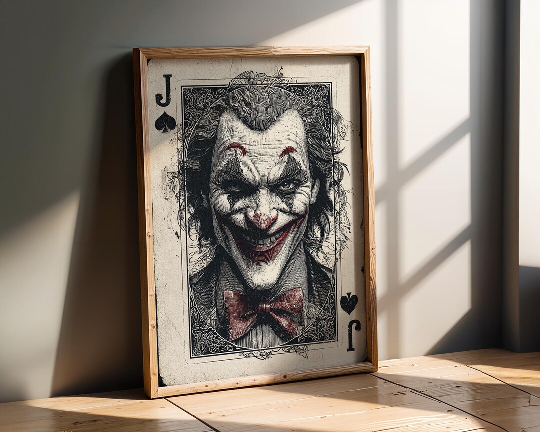 Mancave Decor | Jack of Spades Clown Art Print | Dark Playing Card ...