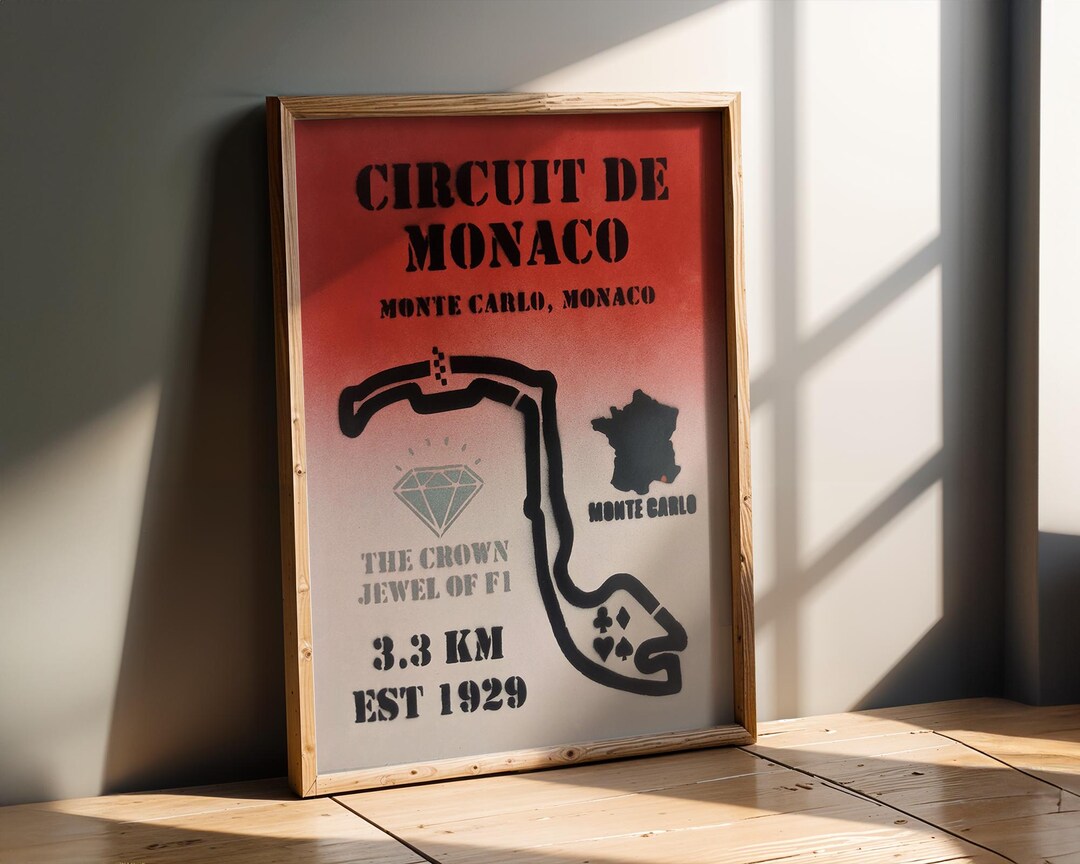 Circuit De Monaco Track Map Print – Monte Carlo Spray Paint Style - Etsy