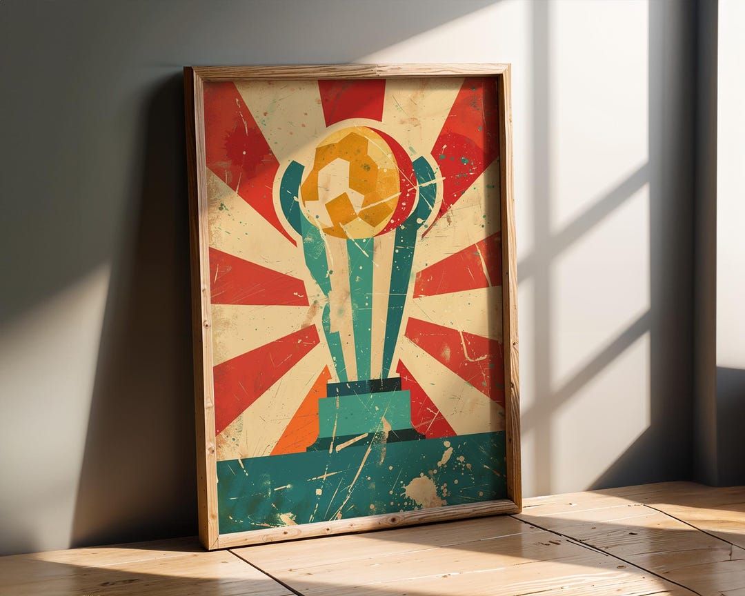 Championship Trophy Wall Art | Retro Football Victory Poster | Sports ...