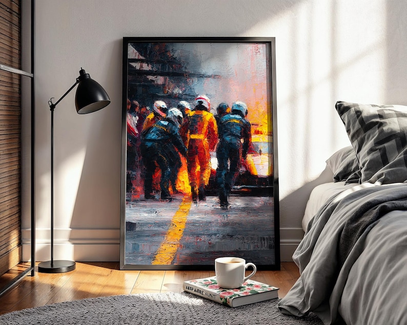 Race Track | Pit Crew Impasto Painting | Bold Motorsport Wall Art Print ...