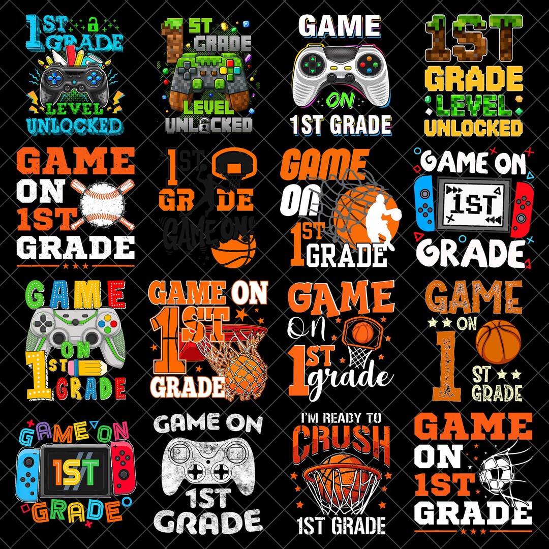 Game on 1st Grade PNG Bundle, Basketball Video Game Back to School ...