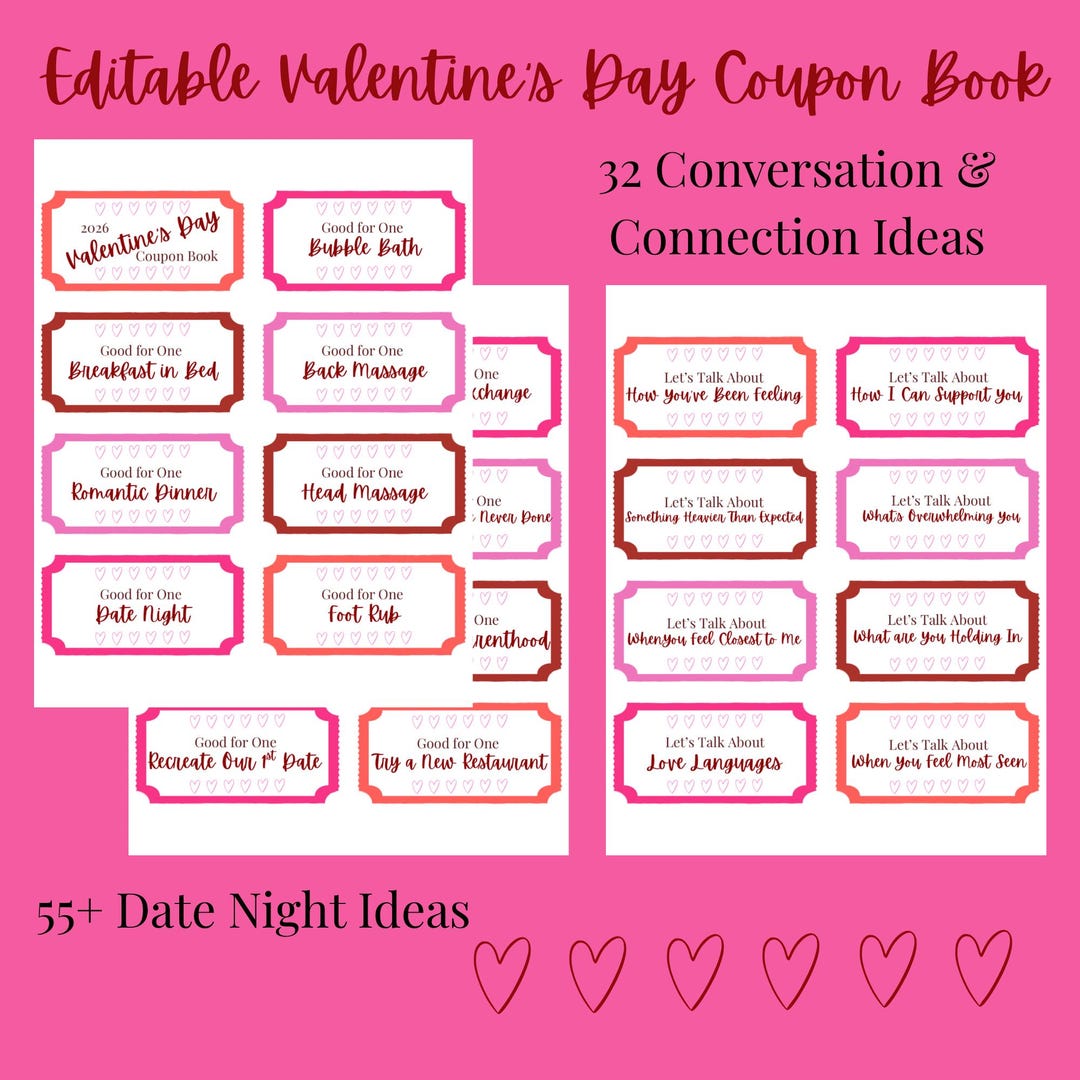 Valentine’s Day Coupon Book | Editable and Printable | Instant Digital ...
