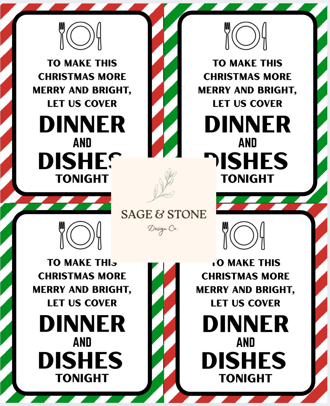 Christmas Dinner & Dishes Gift Tag | Holiday Host Gift | Printable ...