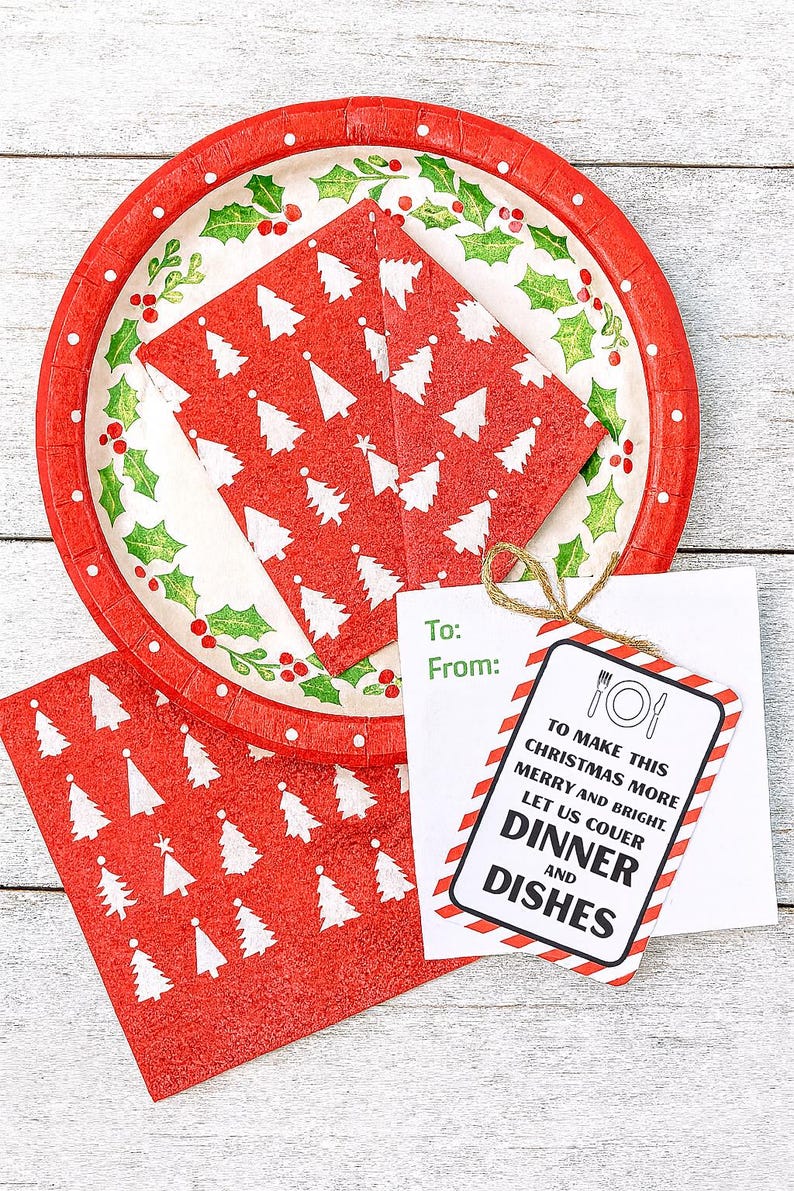 Christmas Dinner & Dishes Gift Tag | Holiday Host Gift | Printable ...